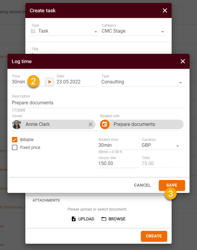 How to Log Time from Task or Event?